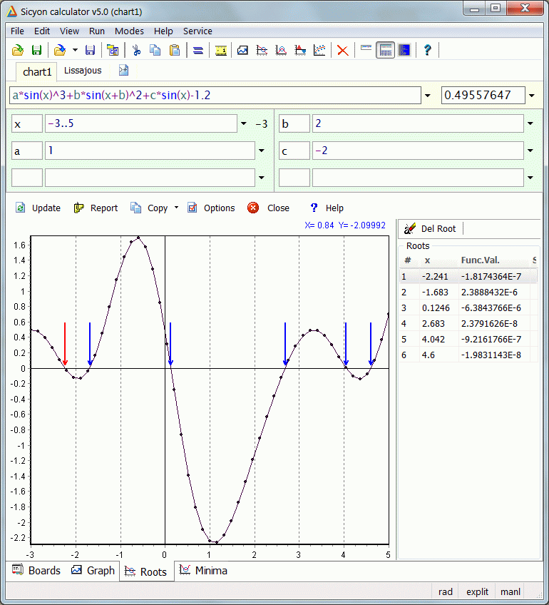 Screenshots of Sicyon calculator